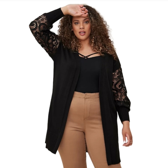 torrid | Sweaters | Torrid Eyelet Lace Open Front Cardigan | Poshmark